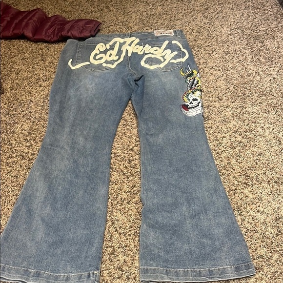 Ed Hardy | Jeans | Ed Hardy Blue Jeans With Embroidery | Poshmark